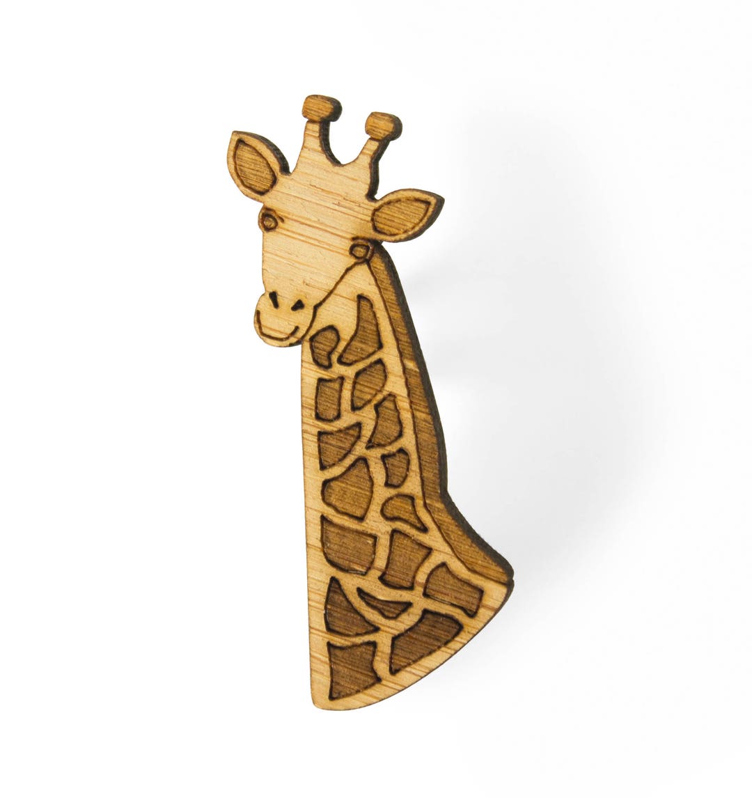 Giraffe Brooch - African Animal Jewelry - Wooden Brooch - Animal ...