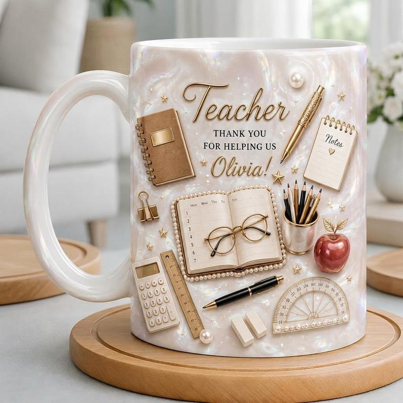 Custom Teacher Name Mug, Teacher Appreciation Gift, Personalized ...