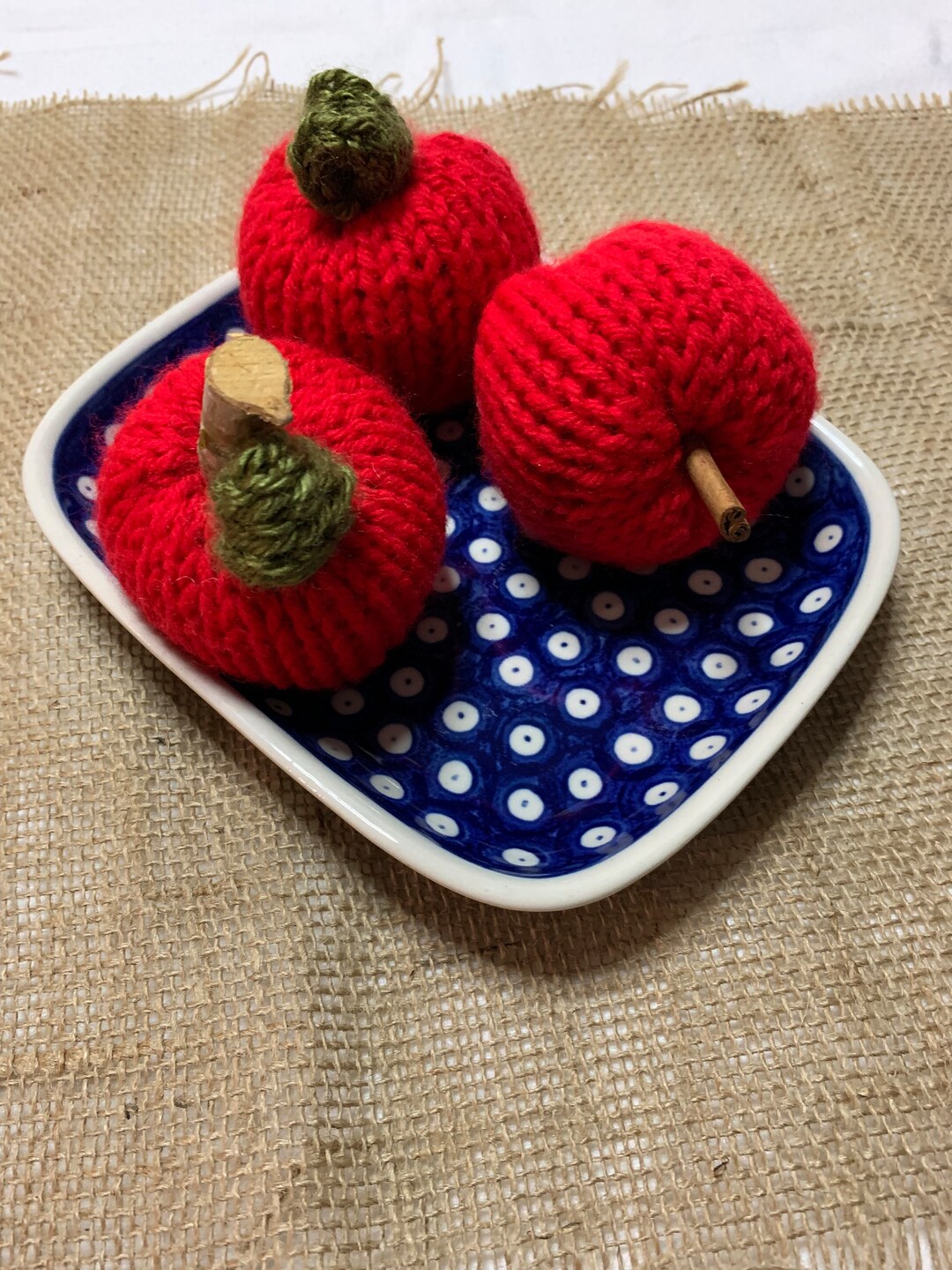 Farmhouse Knit Apple for Table Top Decor, Tier Tray or Bowl Filler - Etsy