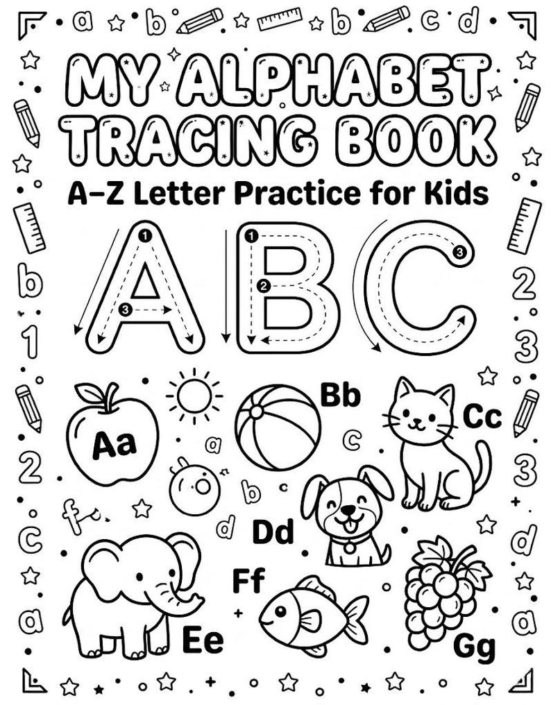 Alphabet Tracing Coloring Book, A-Z Handwriting Practice Sheets ...