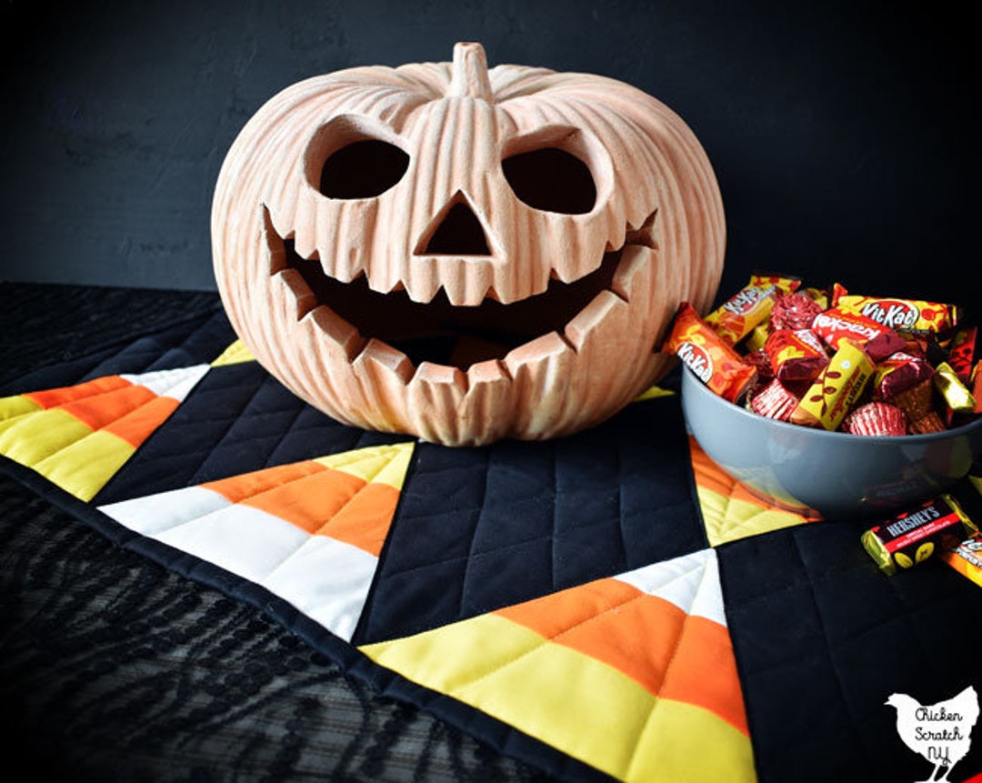 Candy Corn Quilt Pattern, Fall Table Runner Pattern, Fall Table Topper, Halloween Table Runner ...