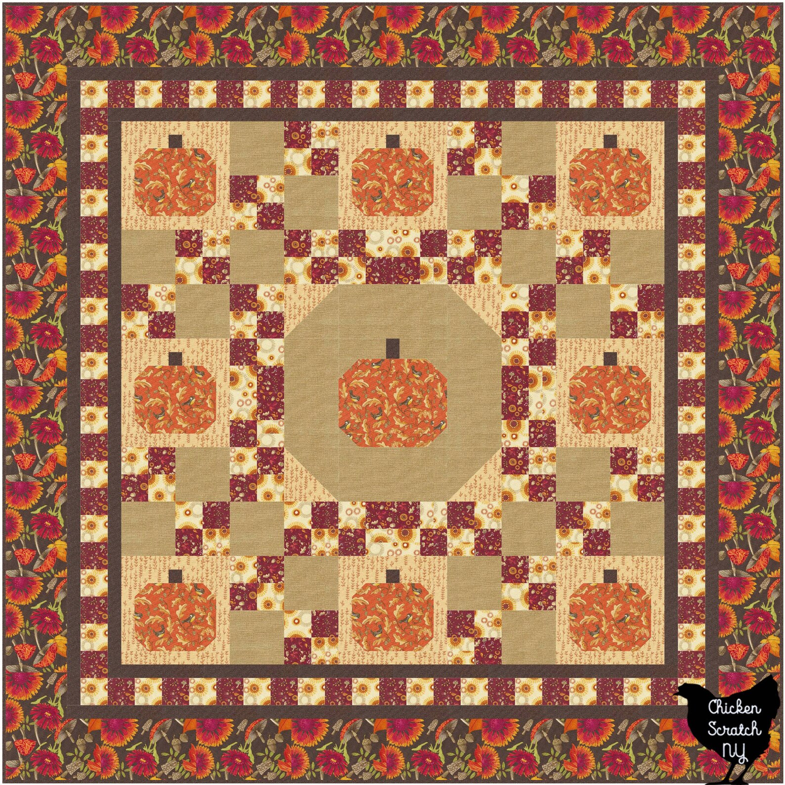 Pumpkin Lattice Quilt Pattern, Autumn Throw Quilt Pattern, PDF ...