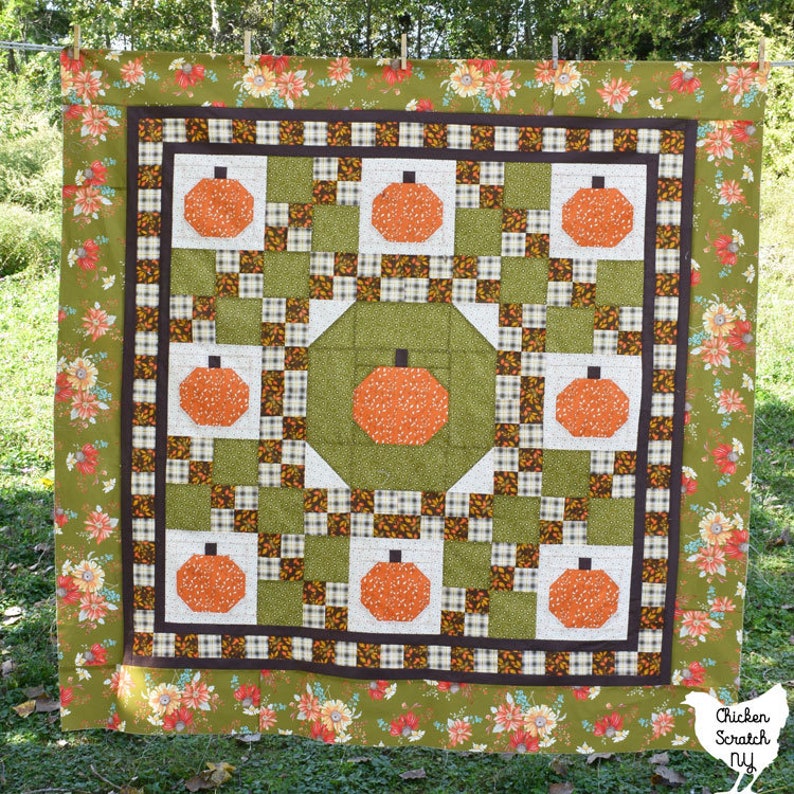 Pumpkin Lattice Quilt Pattern, Autumn Throw Quilt Pattern, PDF ...