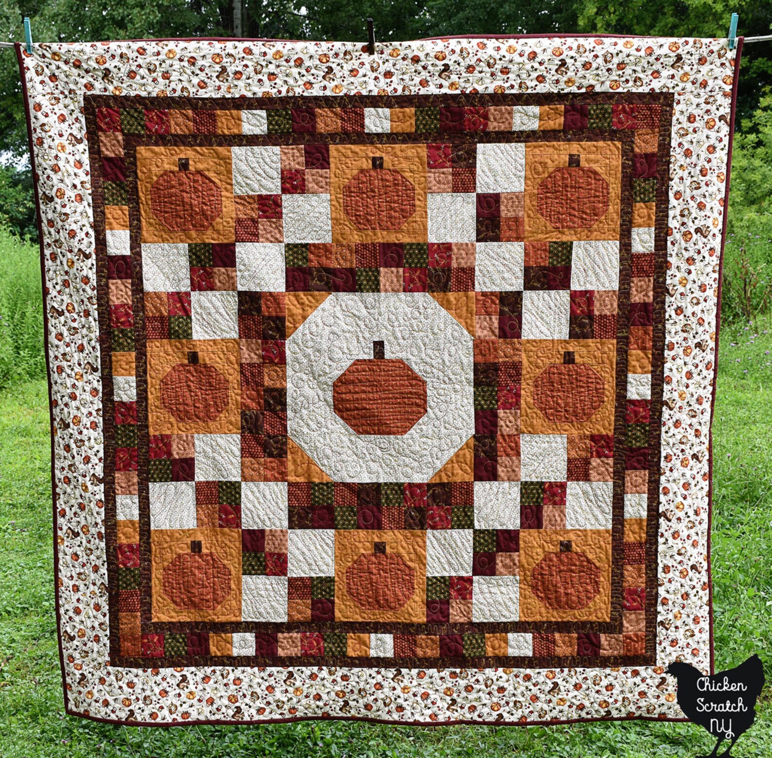 Pumpkin Lattice Quilt Pattern, Autumn Throw Quilt Pattern, PDF ...