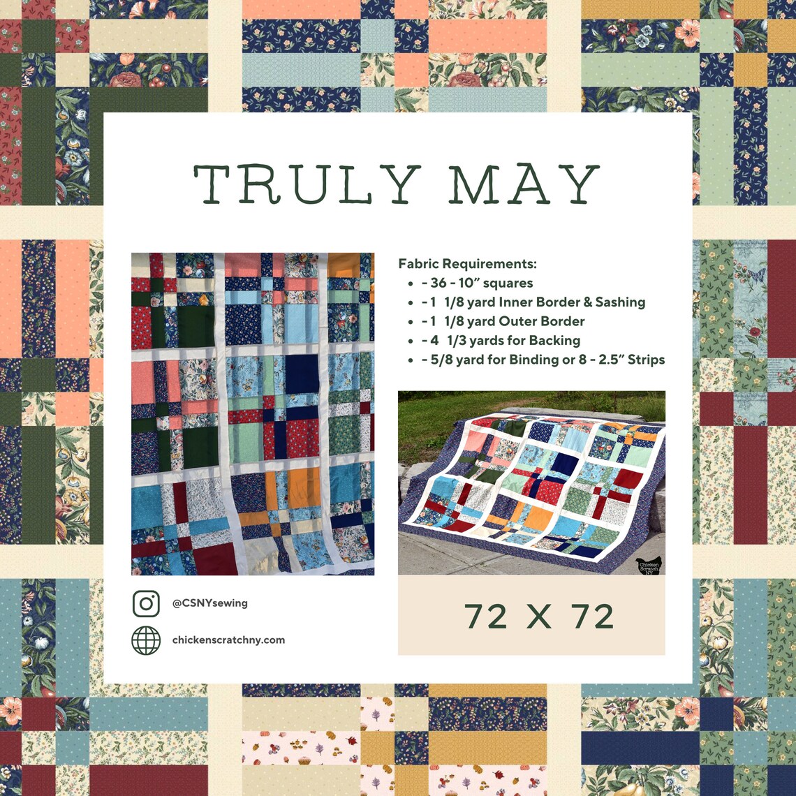 Truly May Quilt, Layer Cake Quilt Pattern, Digital PDF Throw Quilt ...