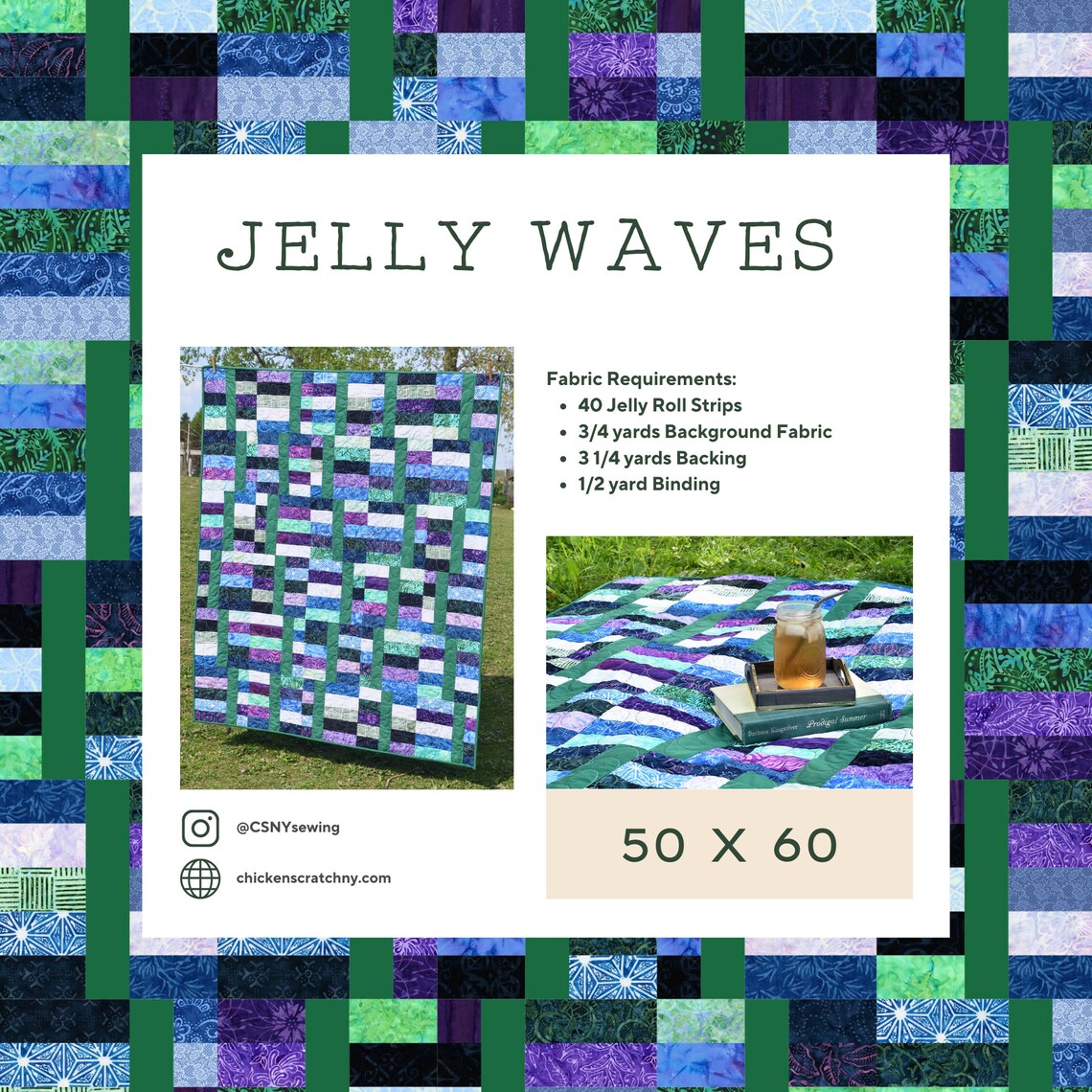 Jelly Waves Quilt Pattern, Easy Quilt Pattern for Beginners, Jelly Roll ...
