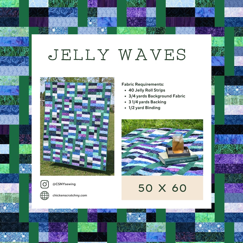 Jelly Waves Quilt Pattern, Easy Quilt Pattern for Beginners, Jelly Roll ...