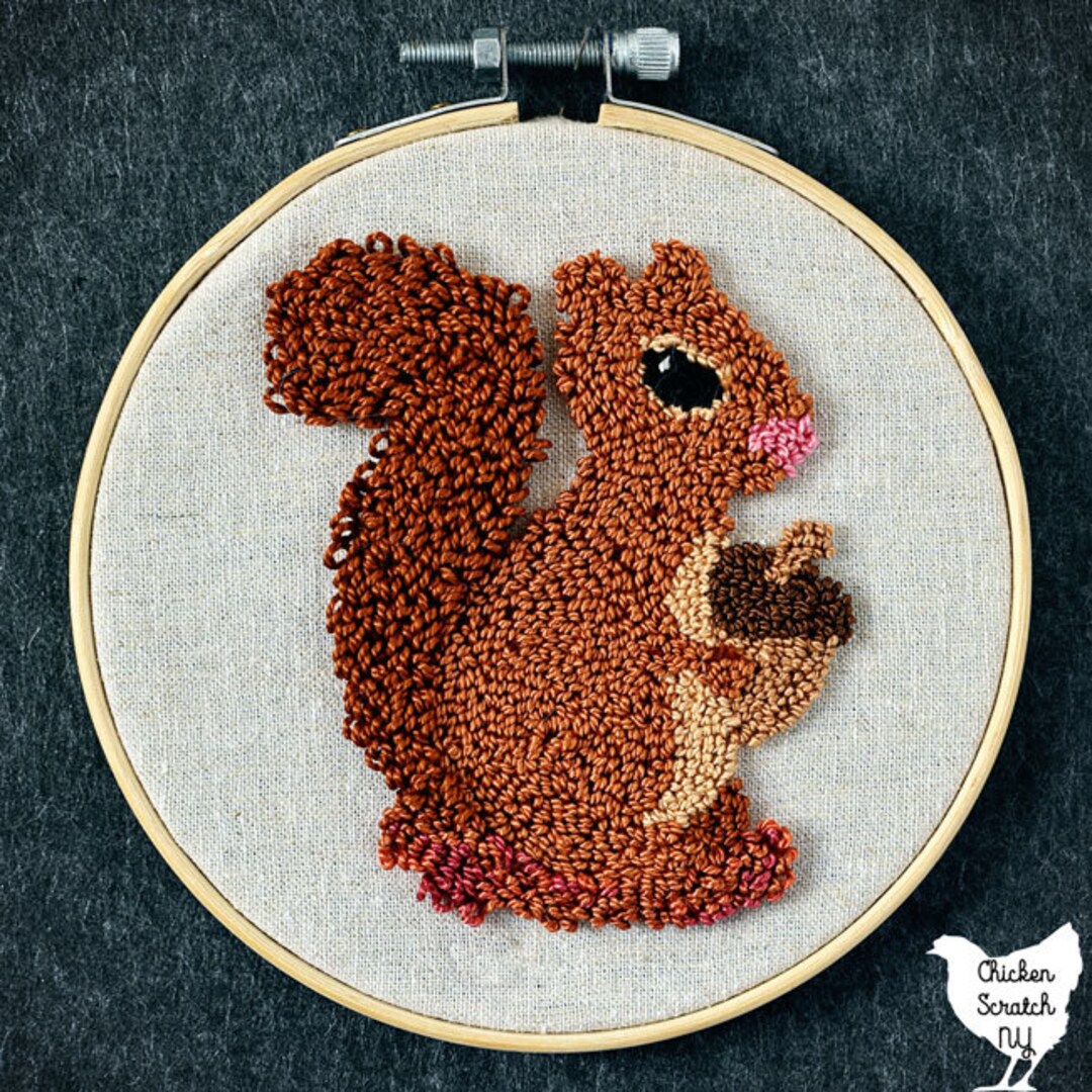 Autumn Squirrel Punch Needle Pattern Printable, Punch Needle Pattern ...
