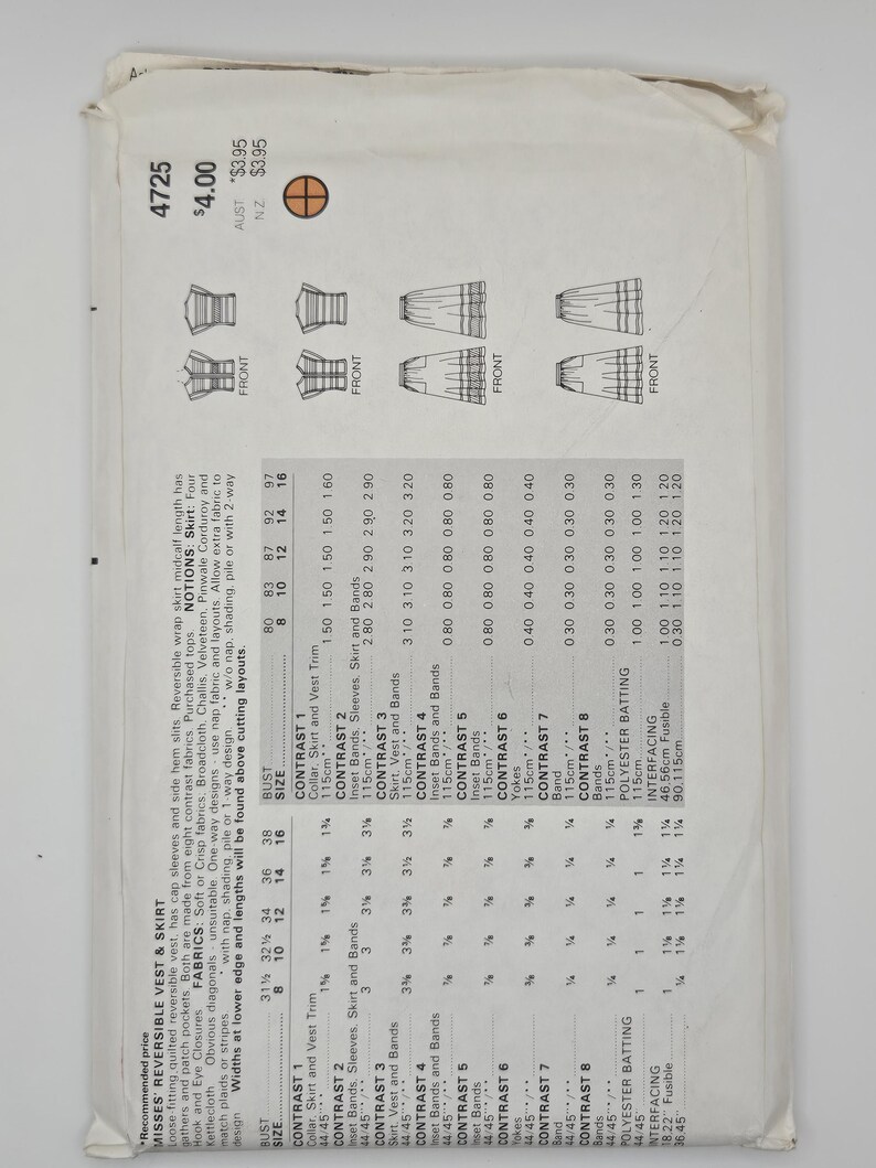 CHOOSE VINTAGE Butterick and New Look Sewing Patterns: Vest and Skirt ...