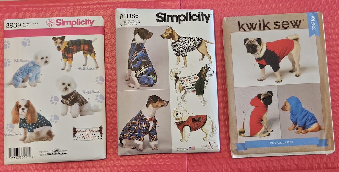 CHOOSE Dog Pet Clothes Patterns Simplicity R11186, 3939 Woofy Wear by ...