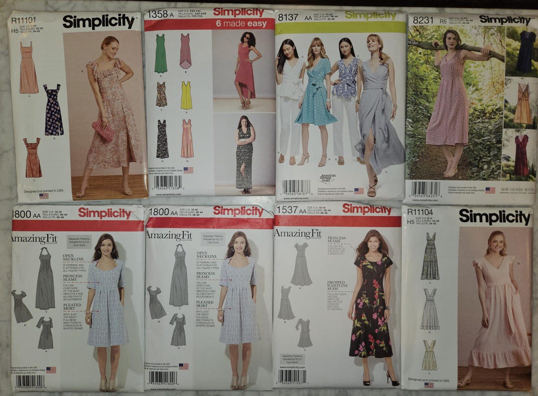 CHOOSE DRESSES, Top, Pants, Simplicity Sewing Patterns 8231, 8137, 1358 ...