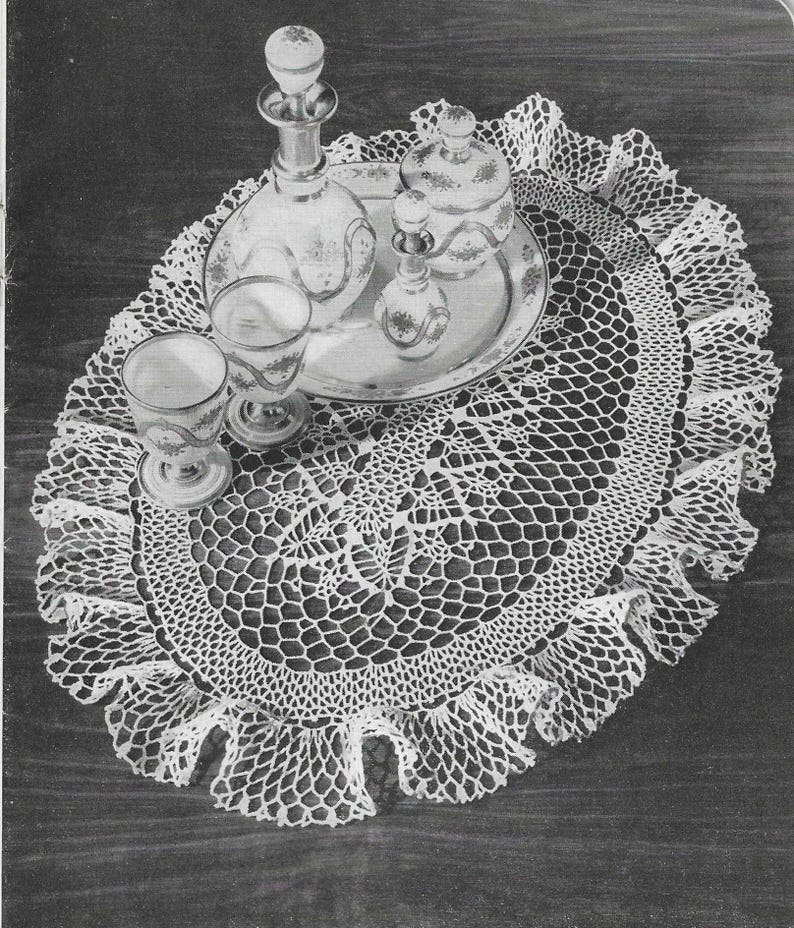 Oval Ruffle Vintage Crochet DOILY PATTERN, Digital Download, Star Doily ...