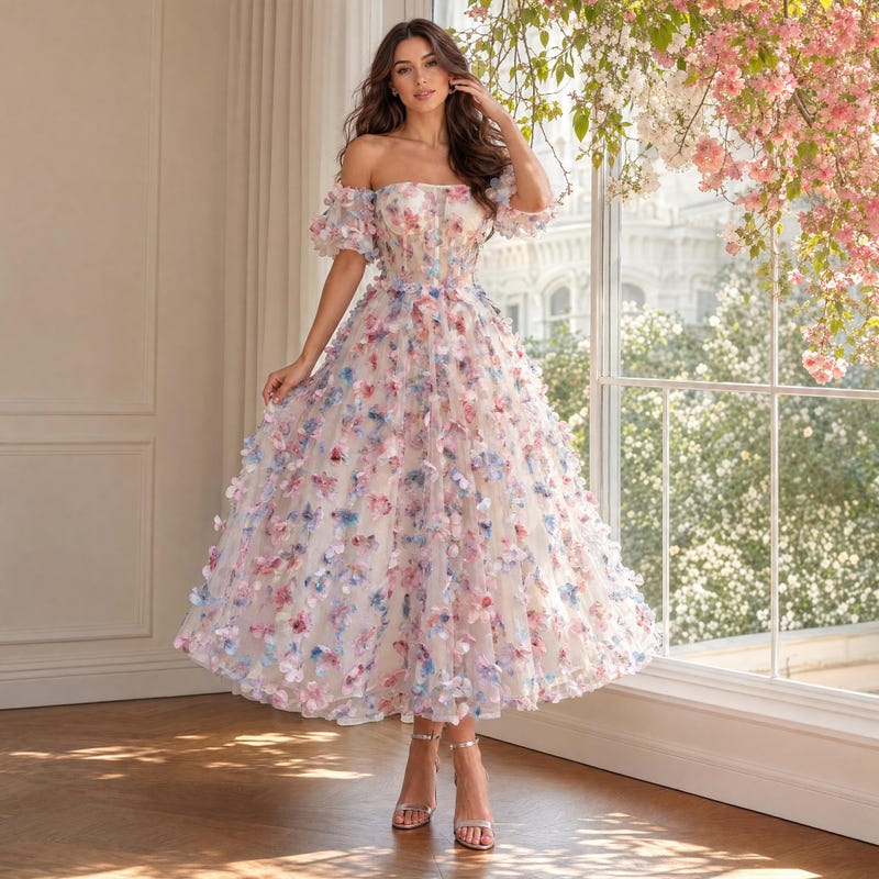 Formal Pastel Floral Gown - Etsy