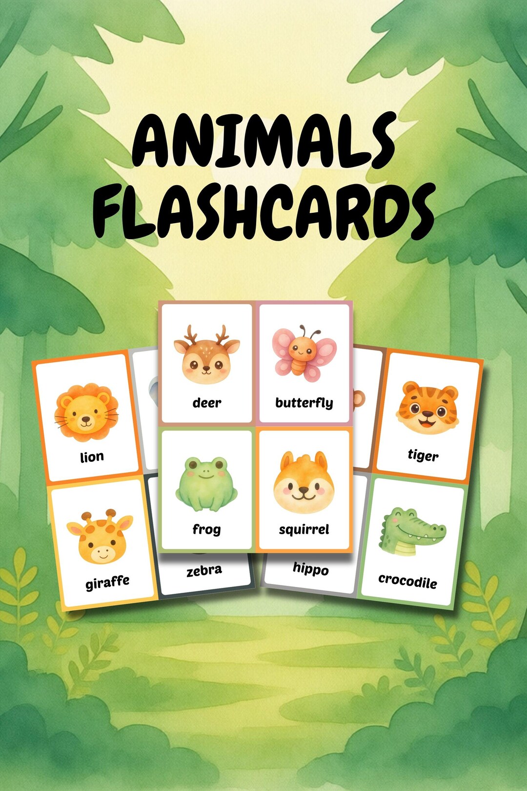 Toddler Animal Flashcards | Safari Forest Animals, English Learning ...