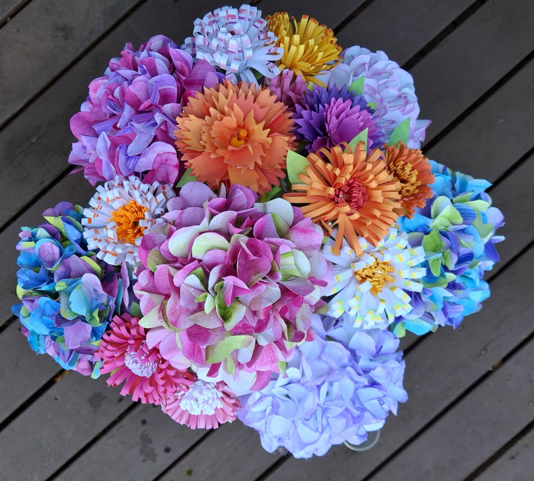 Handmade Paper Flower Hydrangeas and Various Daisys in Many Color ...