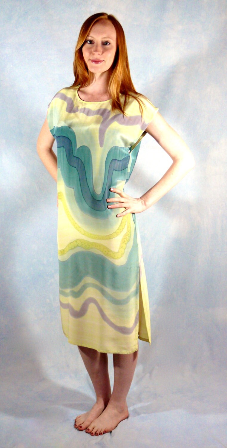 Hand Painted Silk Sheath Dress and Short Chiffon Float With - Etsy