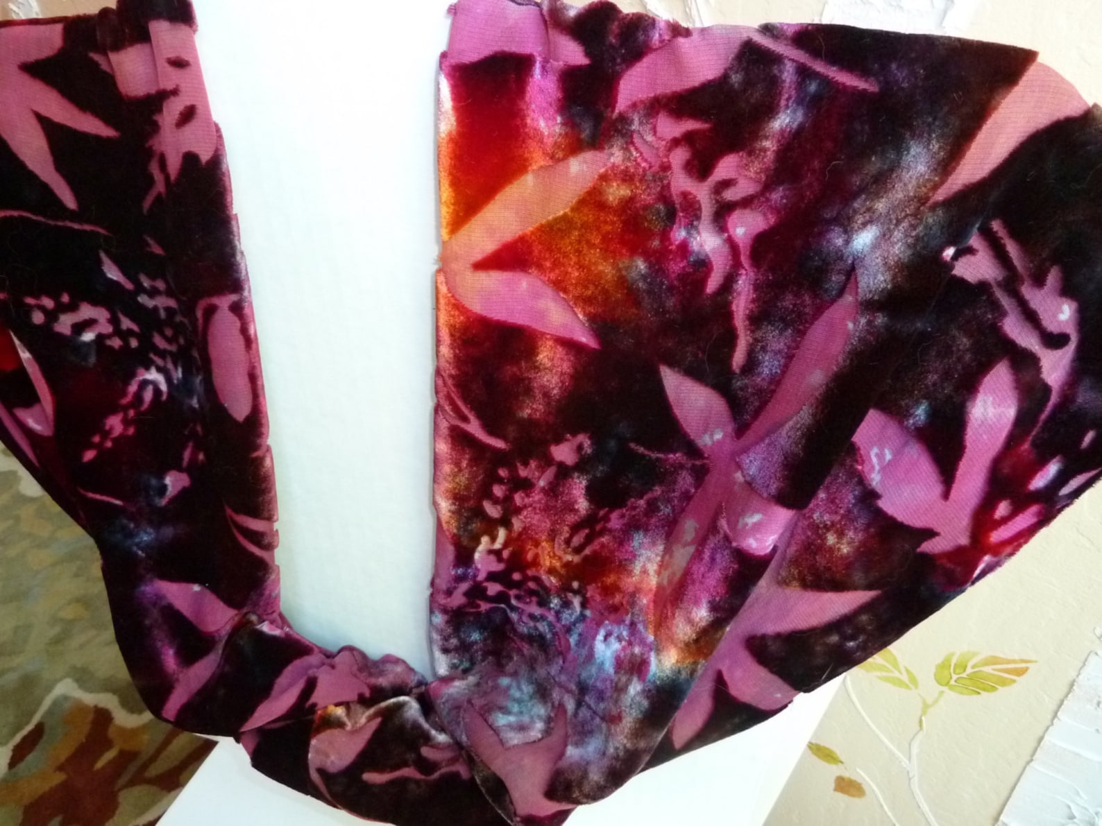 Leaf Pattern Devore Cut Silk Rayon Velvet Infinity Circular - Etsy