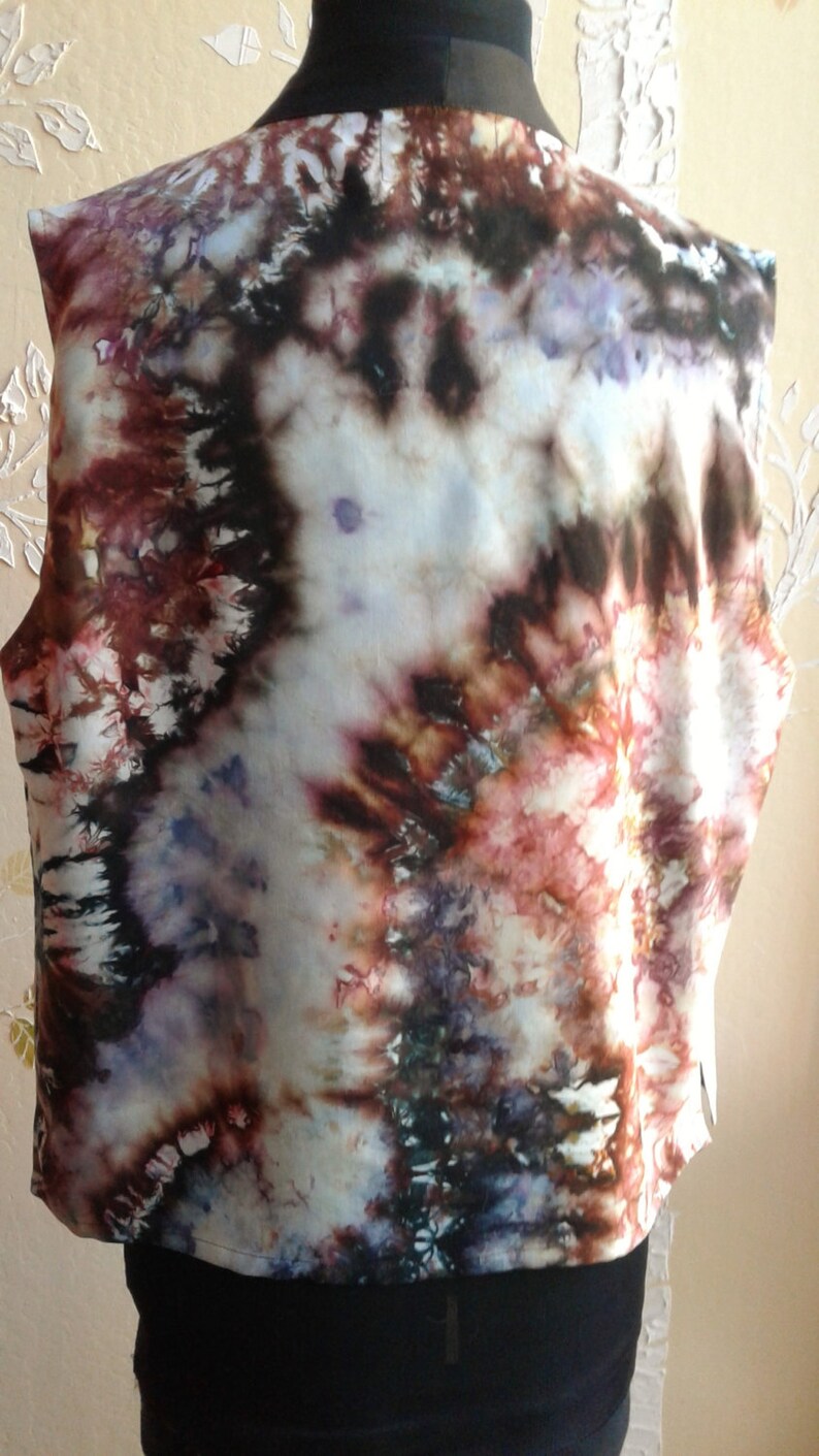 Ice Dyed Hand Dyed Rayon Cropped Tunic Vest in Brown Umber, Pumpkin ...