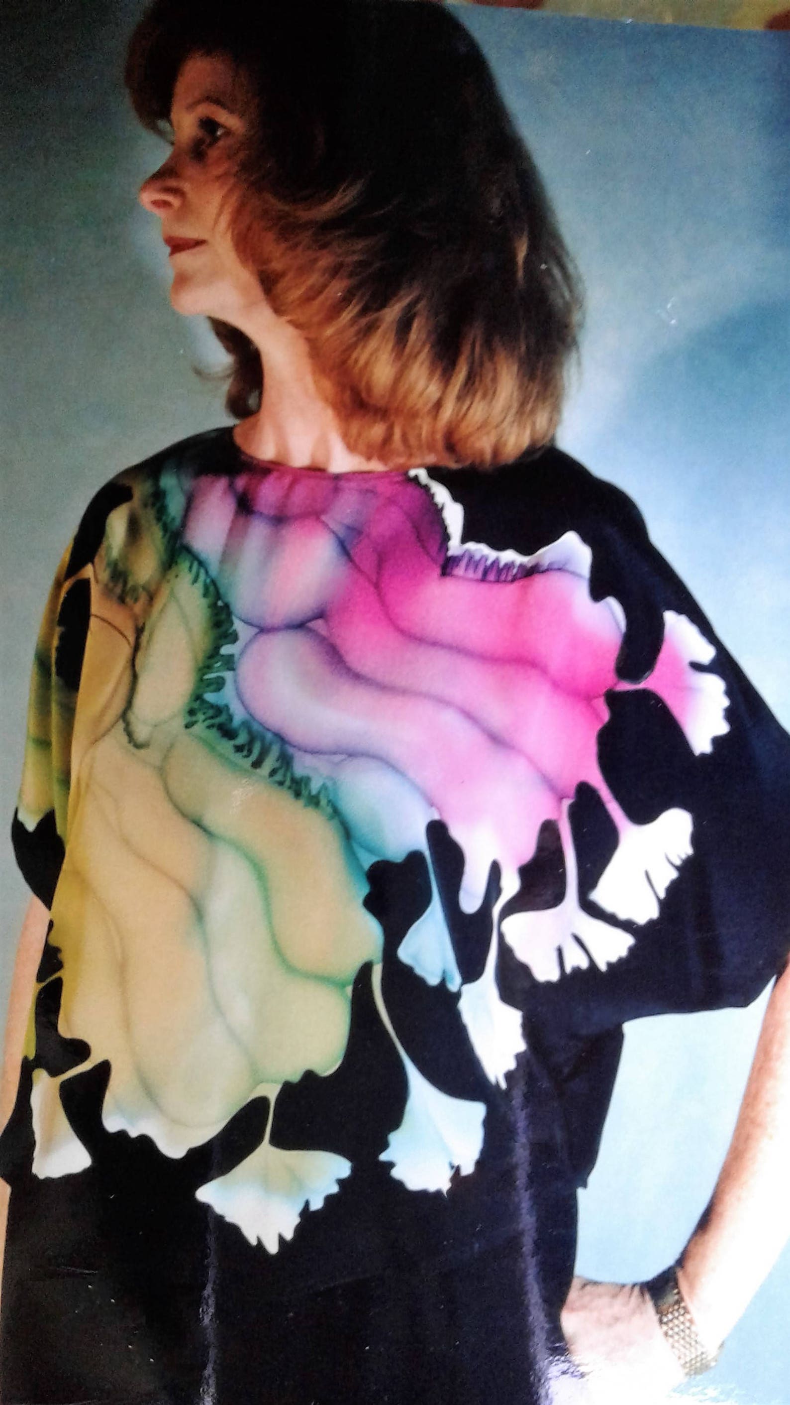 Hand Painted Silk Crepe De Chine Oak Leaf Crop Top Blouse in Emerald ...