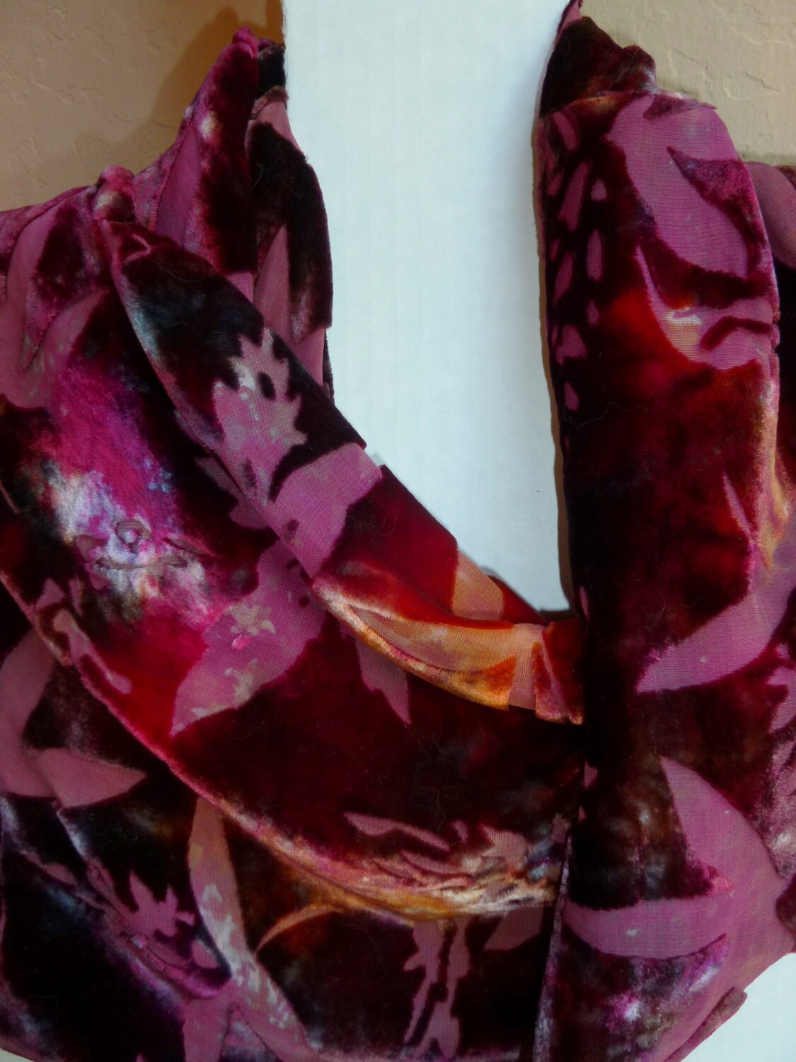 Leaf Pattern Devore Cut Silk Rayon Velvet Infinity Circular - Etsy