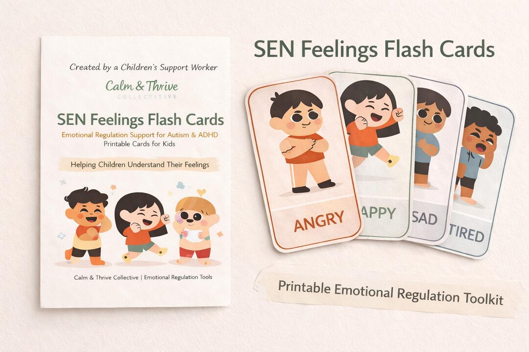 SEN Feelings Flash Cards for Kids | Autism ADHD Emotional Regulation ...