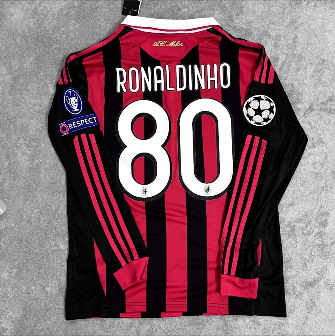 Retro Ronaldinho AC Milan Long Sleeve Jersey, Vintage Soccer Shirt, Vintage Jersey Long Sleeve ...