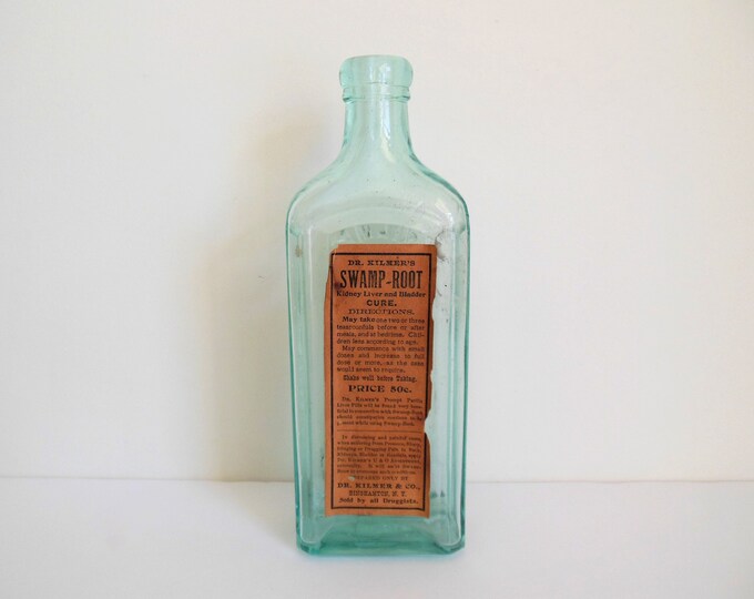 Dr Kilmer's Swamp Root Bottle, Old Aqua Glass Medicine Container ...