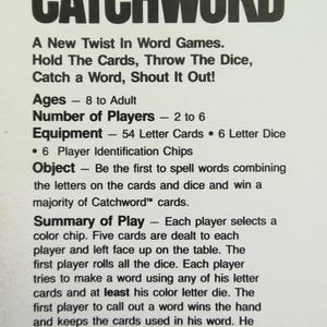 Catchword Word Game of Letter Cards and Cubes From the Makers of Uno ...