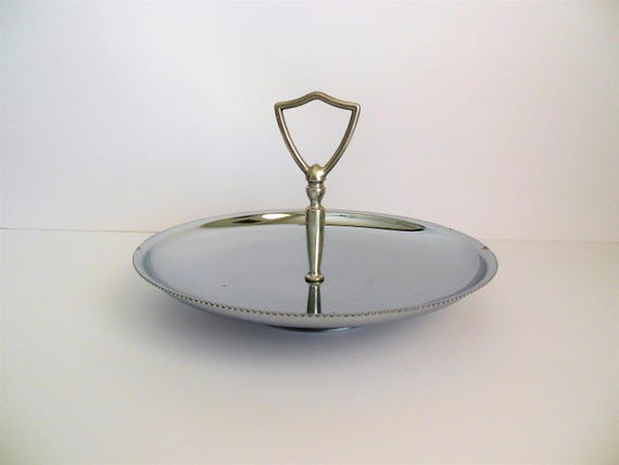 Chrome Tidbit Tray with Handle Silver Lazy Susan Serving | Etsy