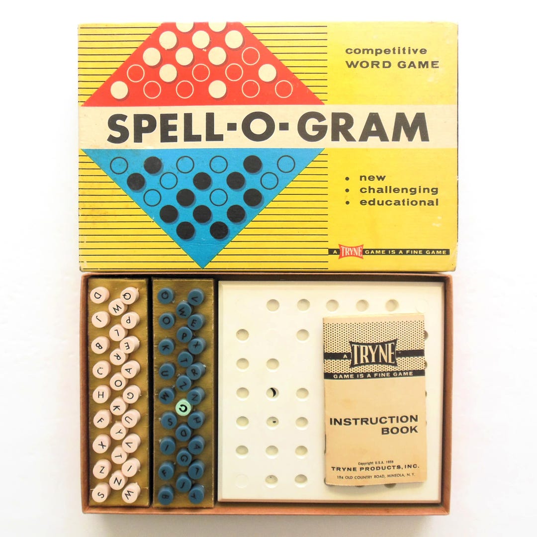 Spell O Gram Word Game With Board and Letter Pegs, Form Words of 2 to 6 ...