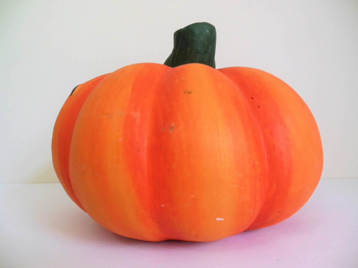 Halloween Pumpkin With Painted Face, Ceramic Jack O Lantern, Shades of ...