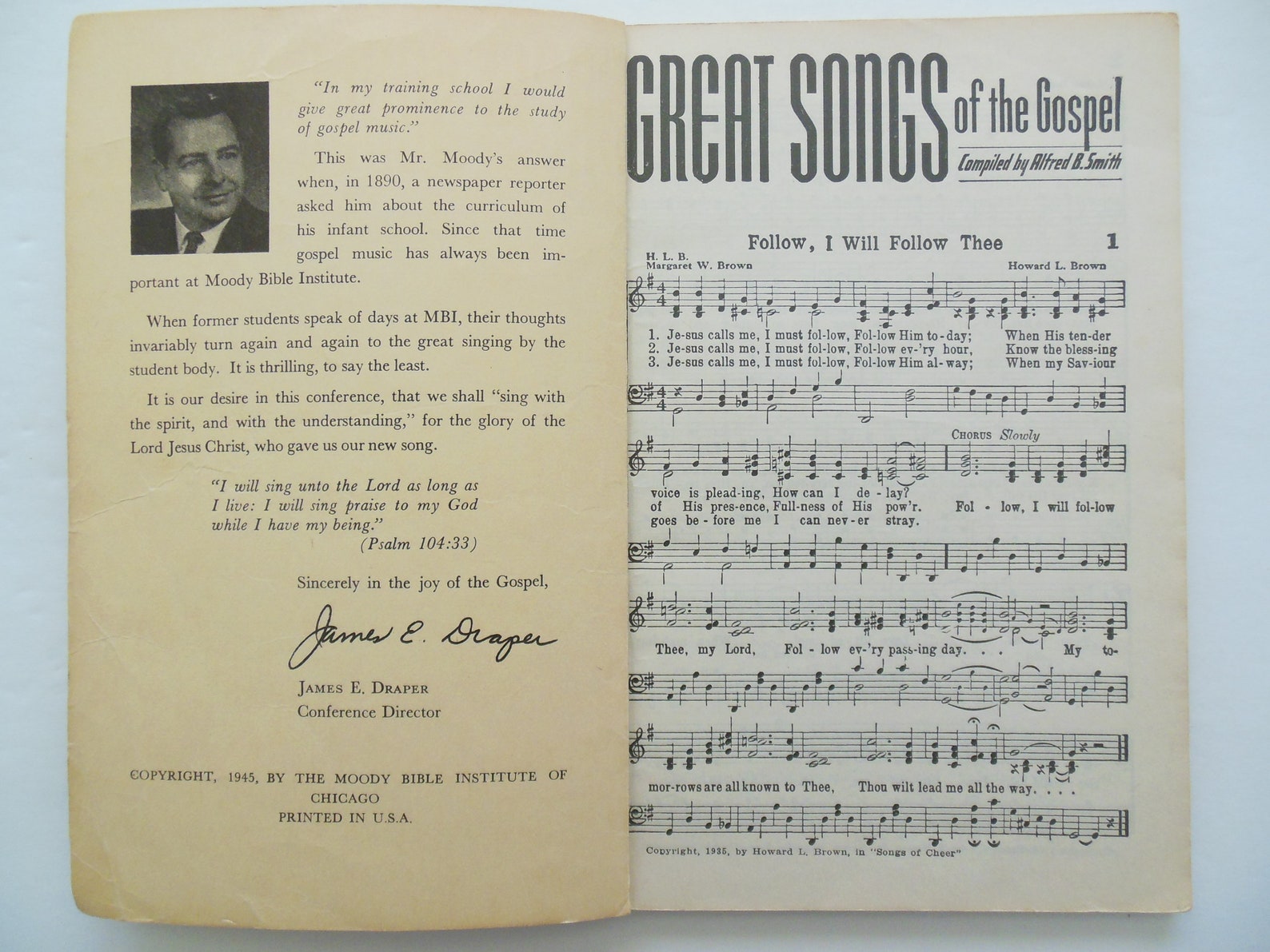Conference Songbook Moody Bible Institute Copyright 1945, 135 Great ...