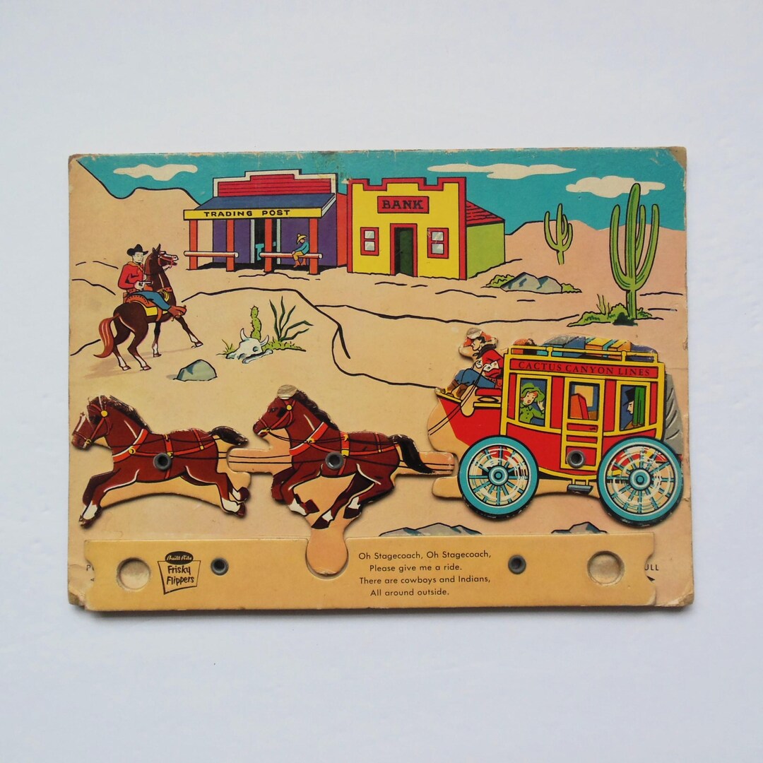 Built Rite Frisky Flippers Toy Stagecoach Western Theme, Midcentury ...