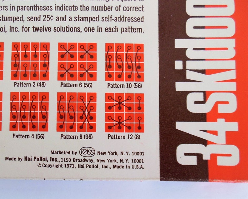 34 Skidoo Magic Square Puzzle Game Made by Hoi Polloi Inc., Copyright ...