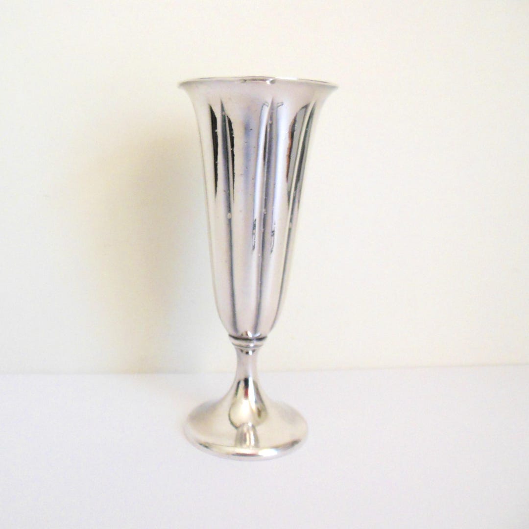 Silver Flower Vase Fluted Metal Early American by Meriden SP ...