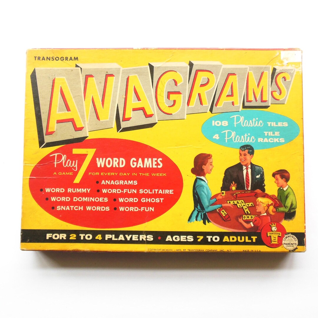 Transogram Anagrams Word Game 7 Games With Plastic Alphabet Tiles and ...