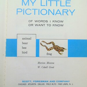 My Little Pictionary of Words I Know or Want to Know, by Marion Monroe ...