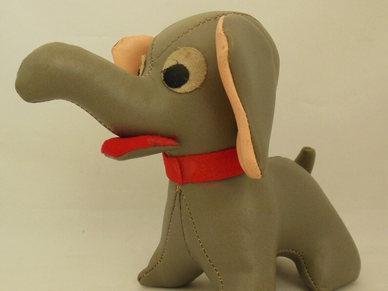 Gray Vinyl Toy Elephant, Made in Japan, Leatherette 1960s Collectible ...
