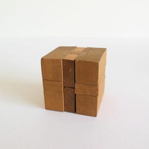 Square Wooden Puzzle Vintage 3D Cube Shaped Brain Teaser Toy ...