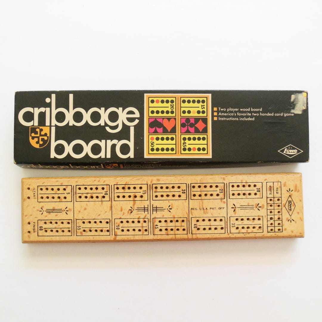 Wood Two Player Cribbage Board by E. S. Lowe Co., 1968 Vintage Game ...