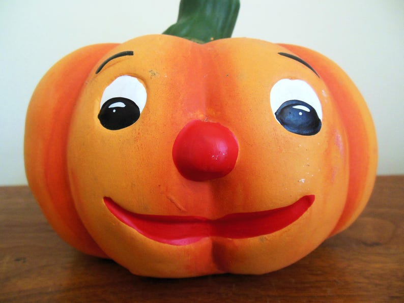 Halloween Pumpkin With Painted Face Ceramic Jack O Lantern, Shades of ...