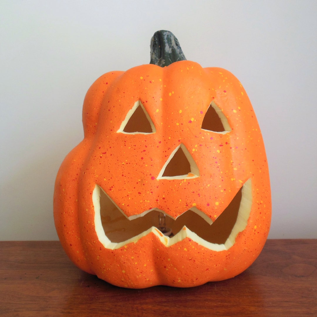 Halloween Electric Pumpkin Lighted Foam Jack O Lantern, Happy Smile JOL ...