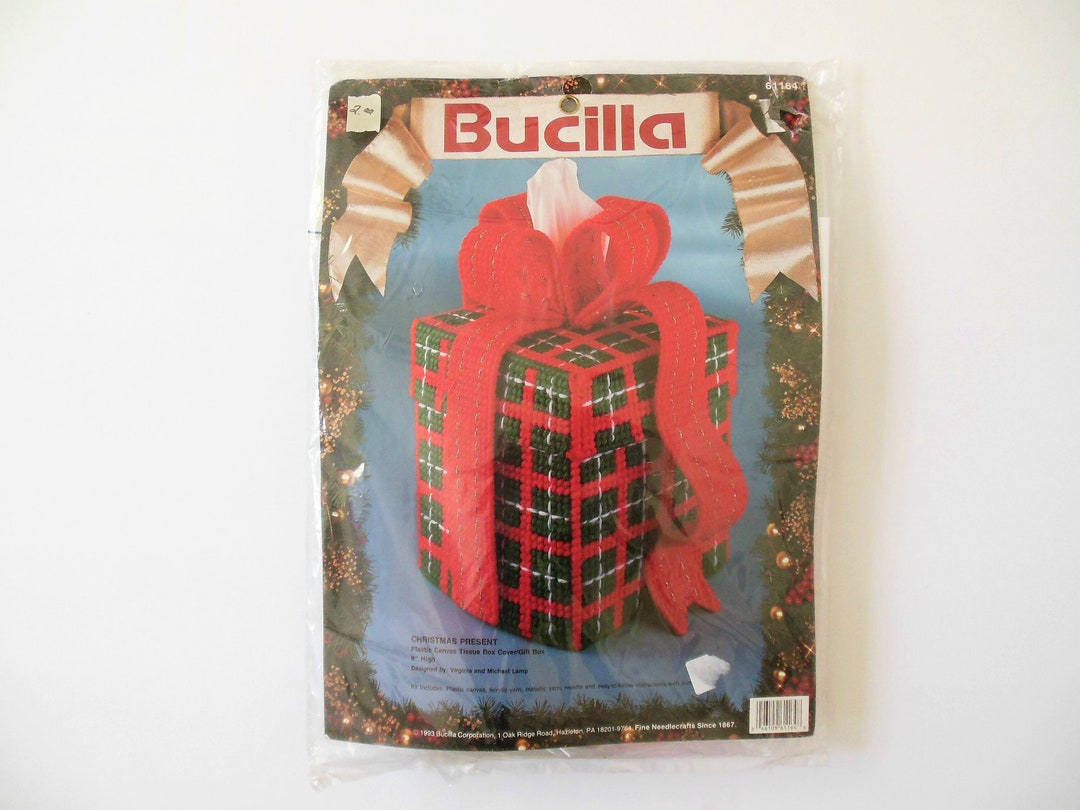 Bucilla Christmas Present Kit, Plastic Canvas Tissue Box Cover #61164 ...