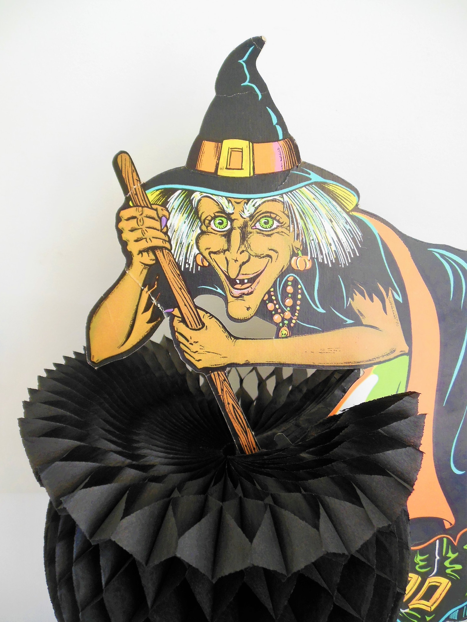 Beistle Halloween Witch With Honeycomb Cauldron, Die Cut Cardboard ...