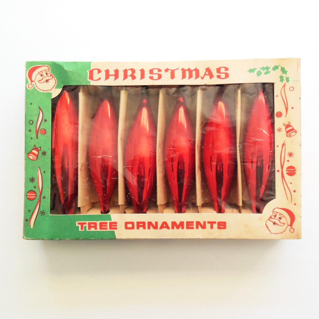 Red Teardrop Christmas Tree Ornaments Five Made in Poland, One Newer ...