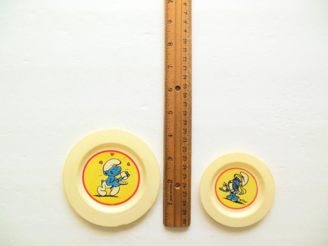 Smurf Toy Plates and Mugs Little Plastic Dinnerware by H G Toys, 6 ...