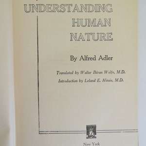 Understanding Human Nature by Alfred Adler, Greenberg Publisher ...