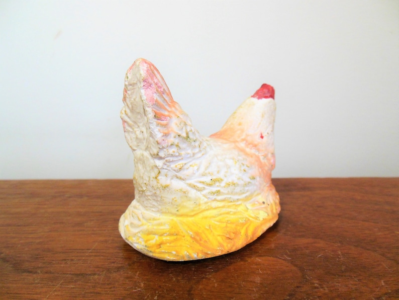 Chalk Easter Chicken on Nest Old Chalkware Sitting Hen Use | Etsy