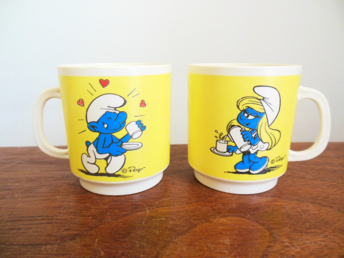Smurf Toy Plates and Mugs Little Plastic Dinnerware by H G Toys, 6 ...