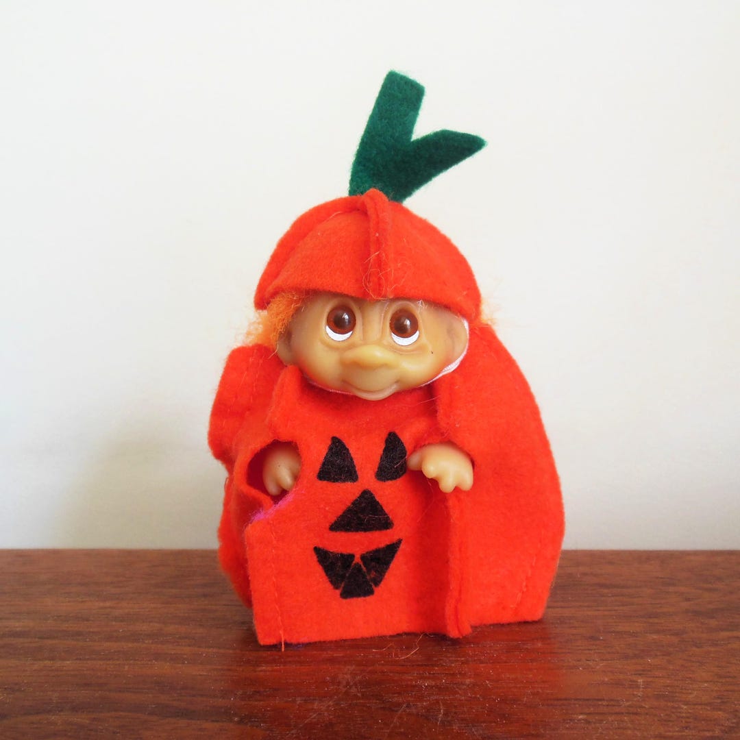 Halloween Troll in a Pumpkin Costume by Norfin, Dwarf in Felt Jack O ...